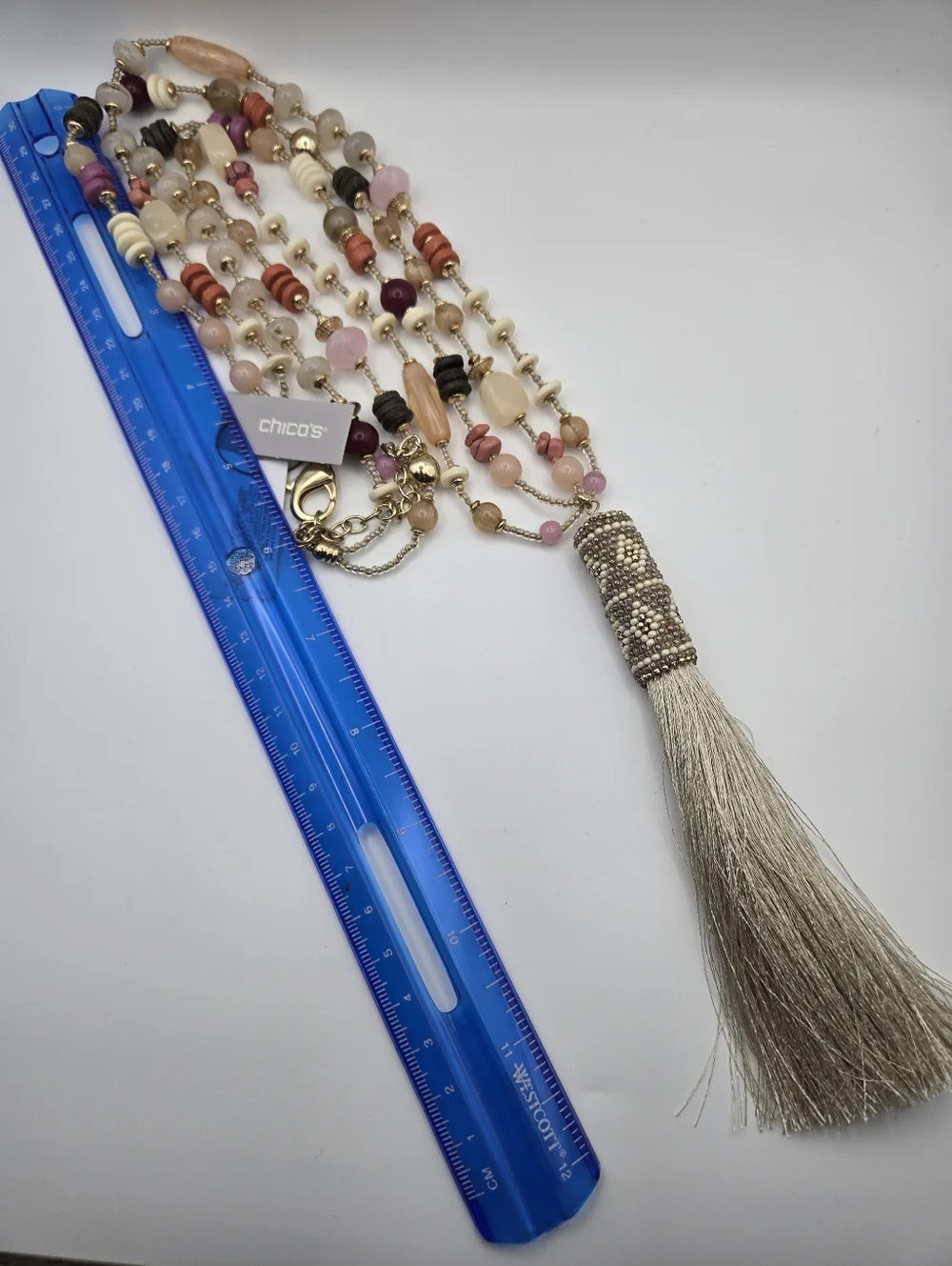 Chico's | Jewelry | Nwt Chicos Mirai Multi Neutral Tassle Necklace Long ...